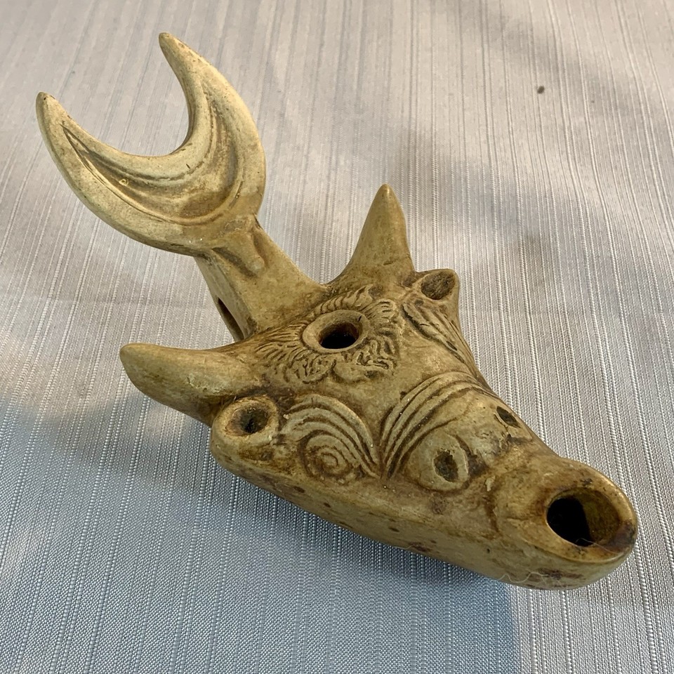 Dini E Cellai Signa Roman Lamp Taurus Figures Pottery Clay VTG Italy ...