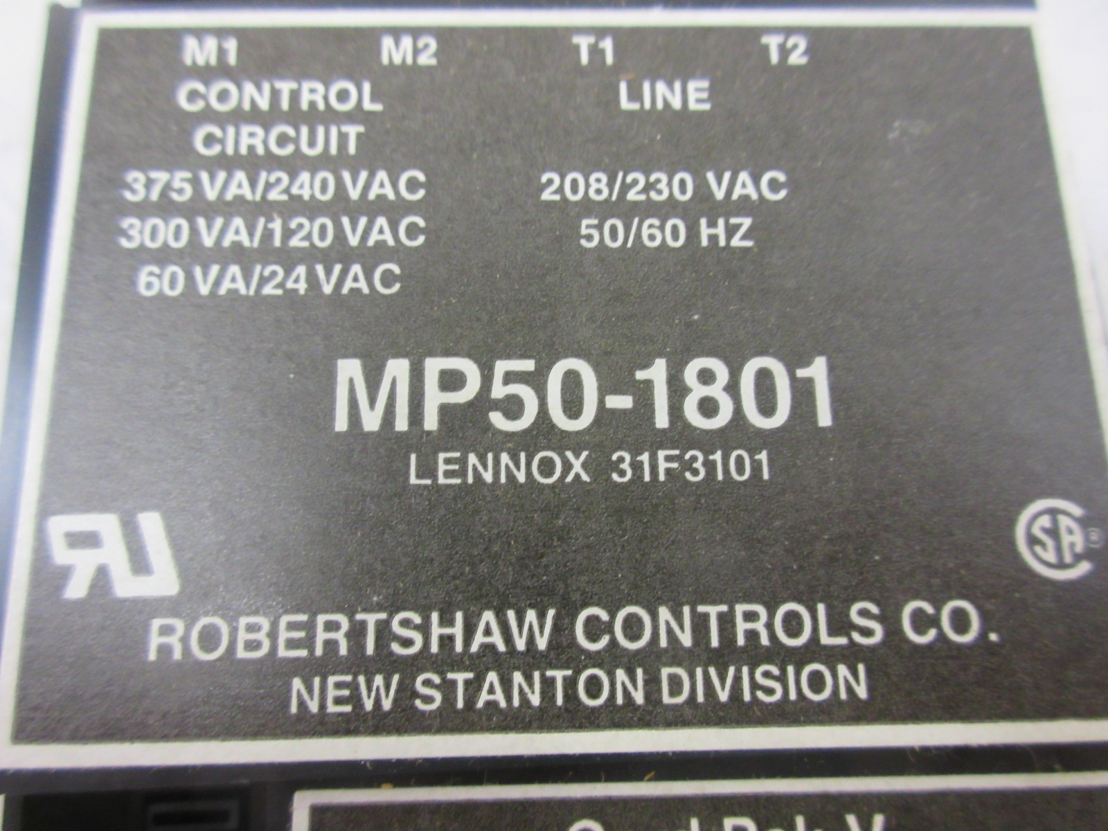 31F3101 LENNOX ROBERTSHAW MP50-1801 GARD-PAK V COMPRESSOR MOTOR ...