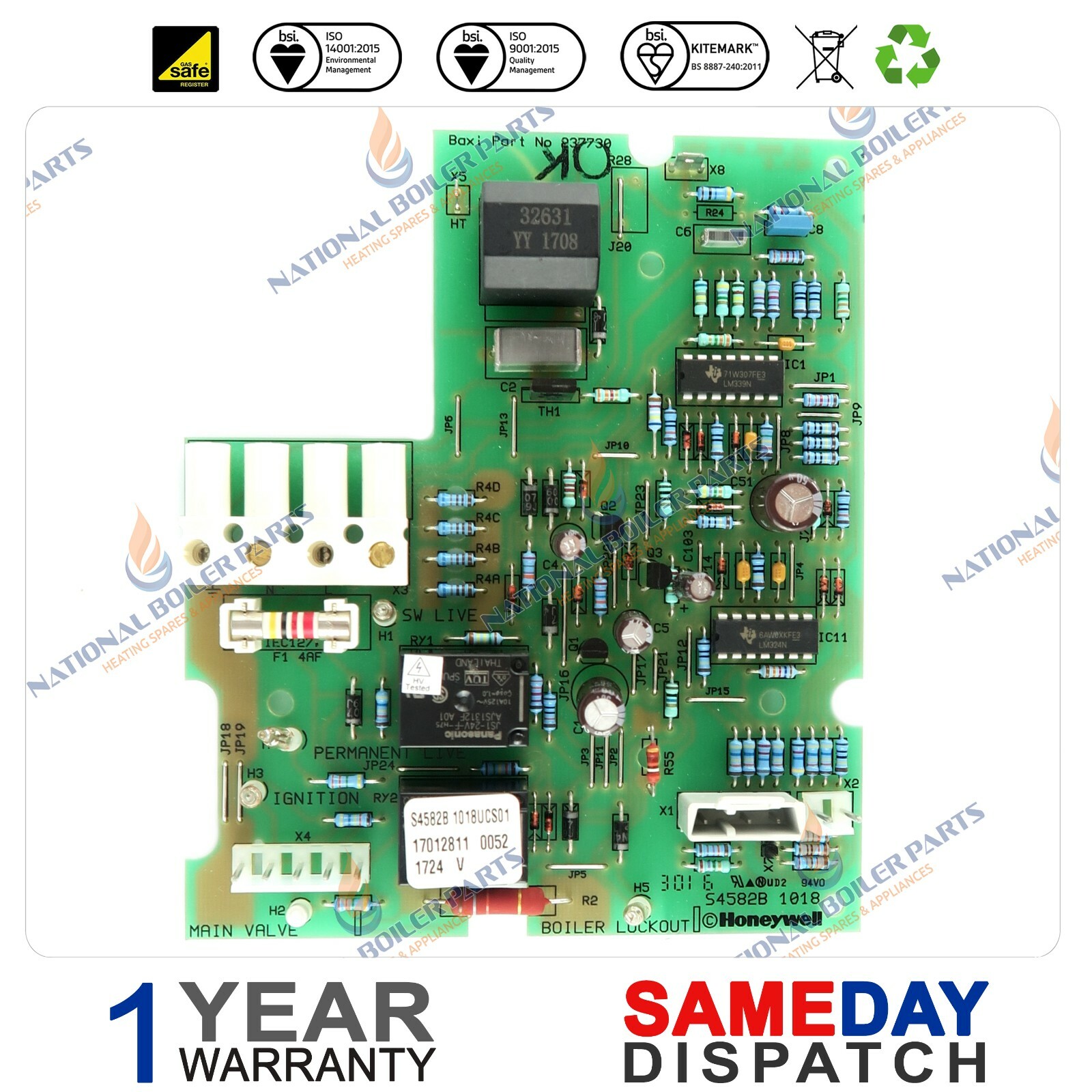 BAXI BERMUDA 45/4E 57/4E & INSET 2 50/4E PCB 237730 WITH ORIGINAL BOX ...