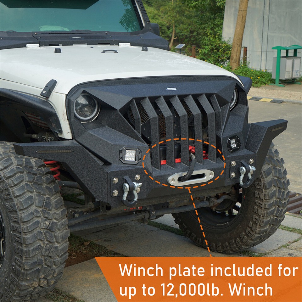 For 07-18 Jeep Wrangler JK Mad Max Front Bumper Grill w/ Winch Plate ...