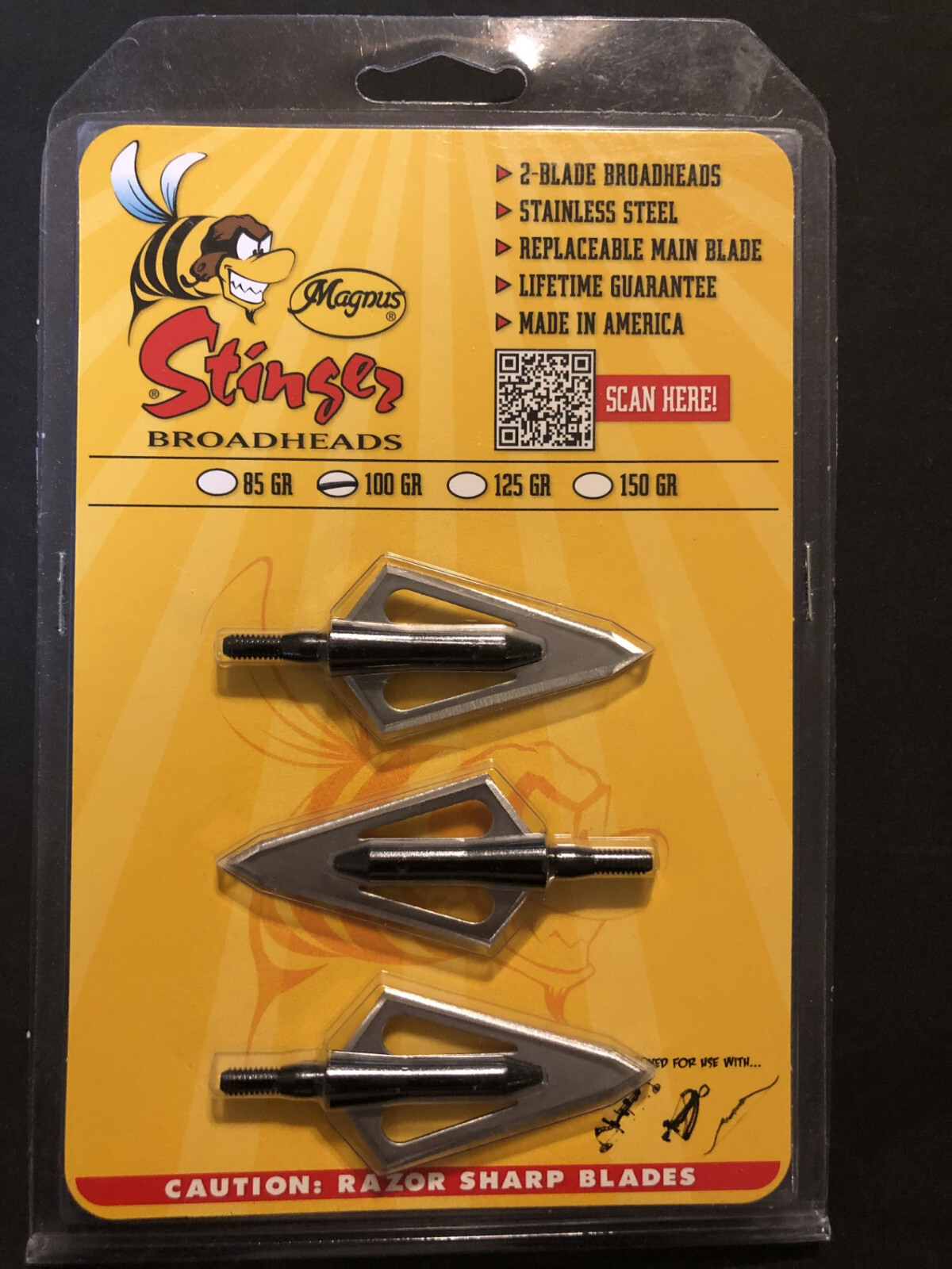 NEW Genuine Magnus Stinger 2 Blade Broadheads - 100 Gr - Pack of 3 | eBay