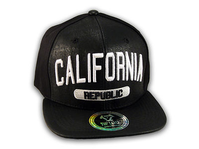 Black Leather California Republic Snapback Hat | eBay