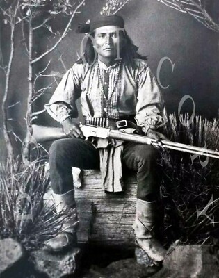 ANTIQUE 8X10 REPRO PHOTO PRINT APACHE AMERICAN INDIAN WITH WINCHESTER ...