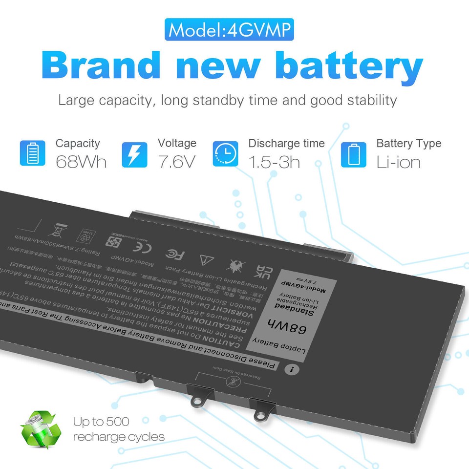 4GVMP Battery for Dell Latitude 5400 5410 5500 5510 Precision 3540 ...
