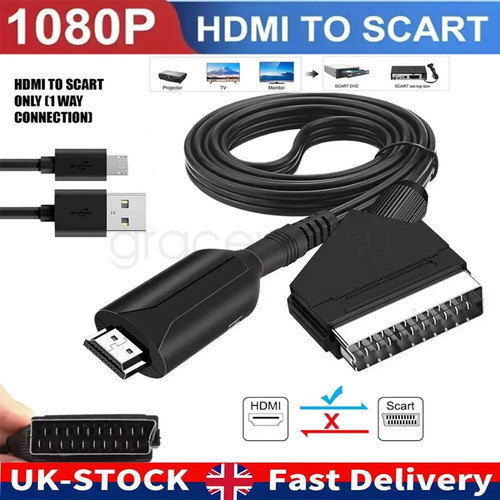 Portable HDMI to SCART Converter Cable Video Audio Adapter Lead for HD ...
