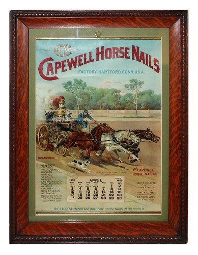 Rare ORIGINAL 1910 Capewell Horse Nails Calendar with Horsedrawn Fire ...