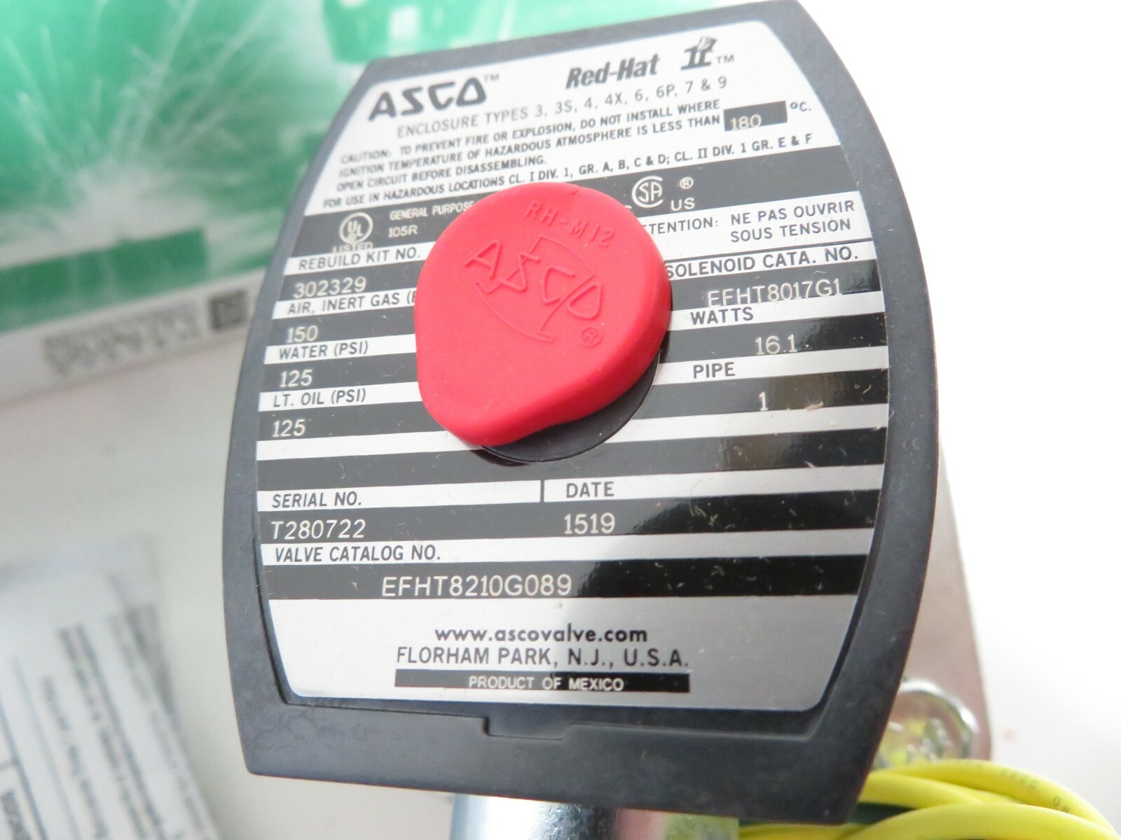 1" ASCO EFHT 8210G089 2W NC SS 120/60 Solenoid Valve EFHT Coil NEW IN ...