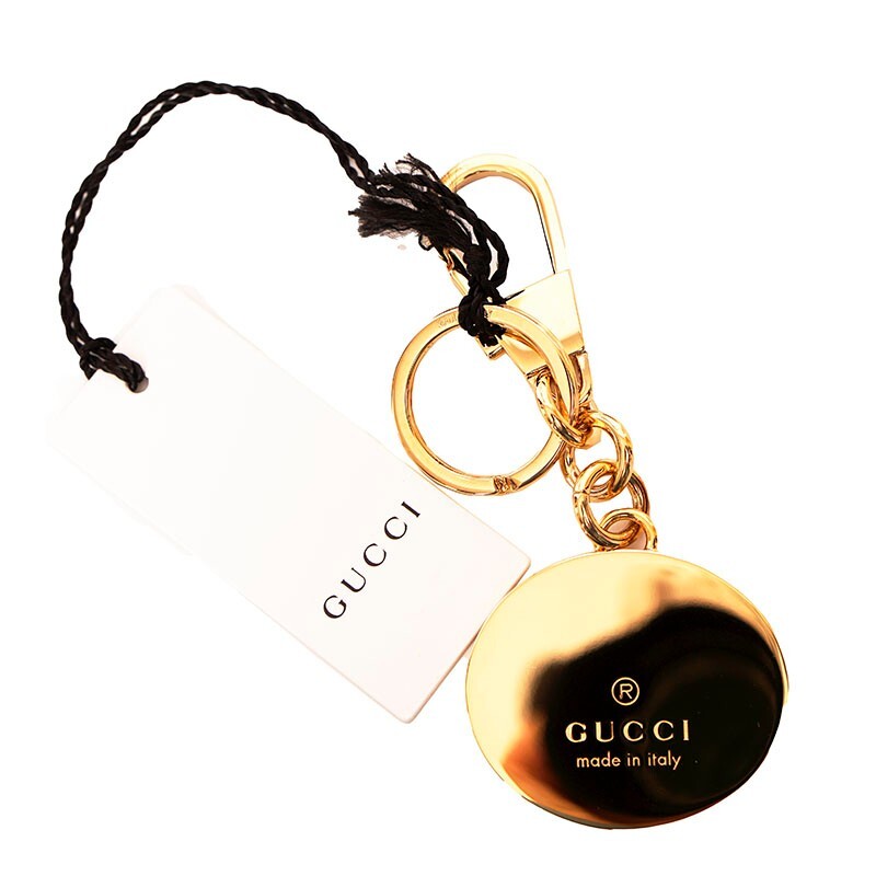 NEW $495 GUCCI Gold Tone Brass Interlocking GG LOGO Red/Blue Enamel ...