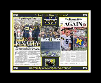 MICHIGAN WOLVERINES BEAT OSU BUCKEYES B-2-B MATTED MULTI IMAGE PIC OF ...