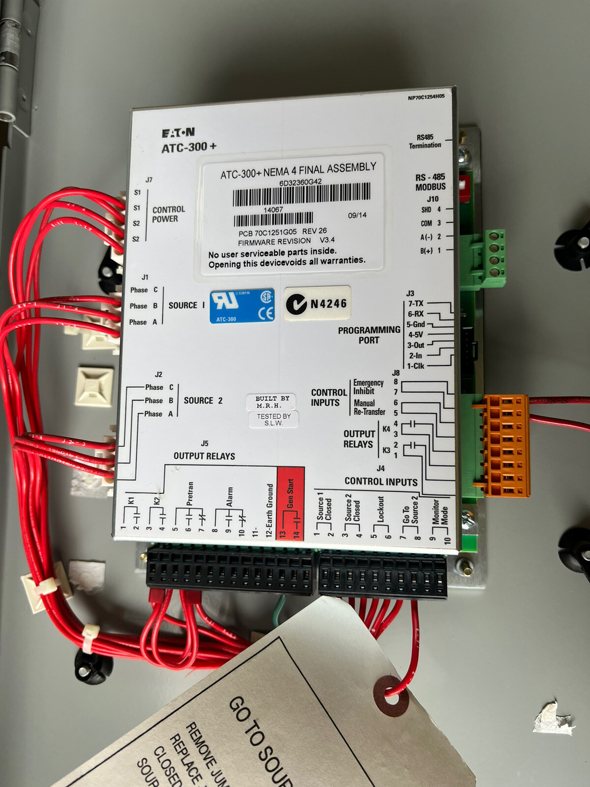 EATON 600 Amp 208V 3P 4W ATC-300 Automatic Transfer Switch ...