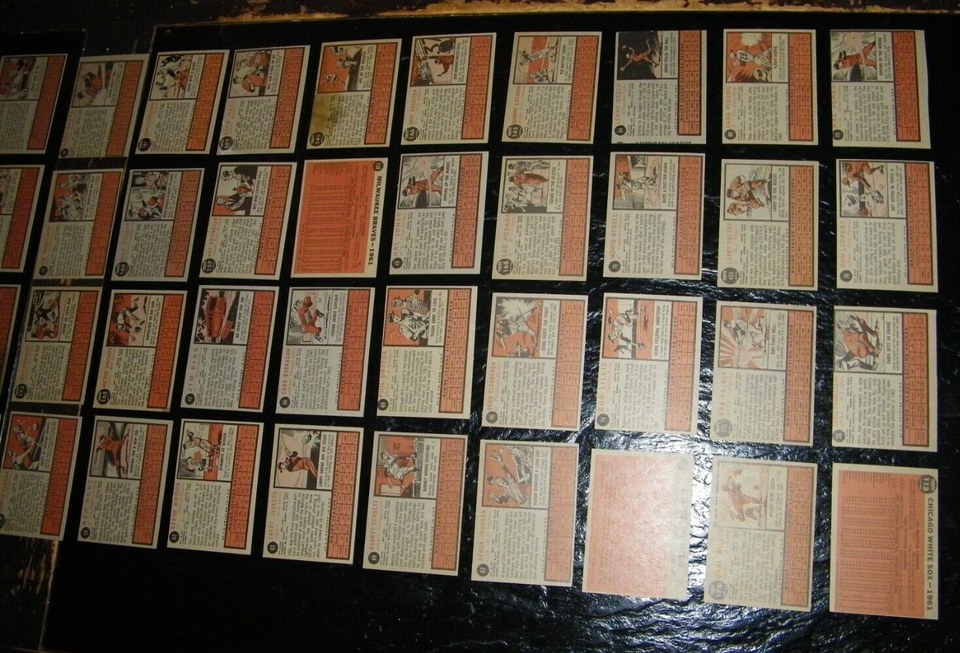 1962 TOPPS BASEBALL CARDS GROUP LOT OF 56,REALLY NICE CONDITION CORNERS ...