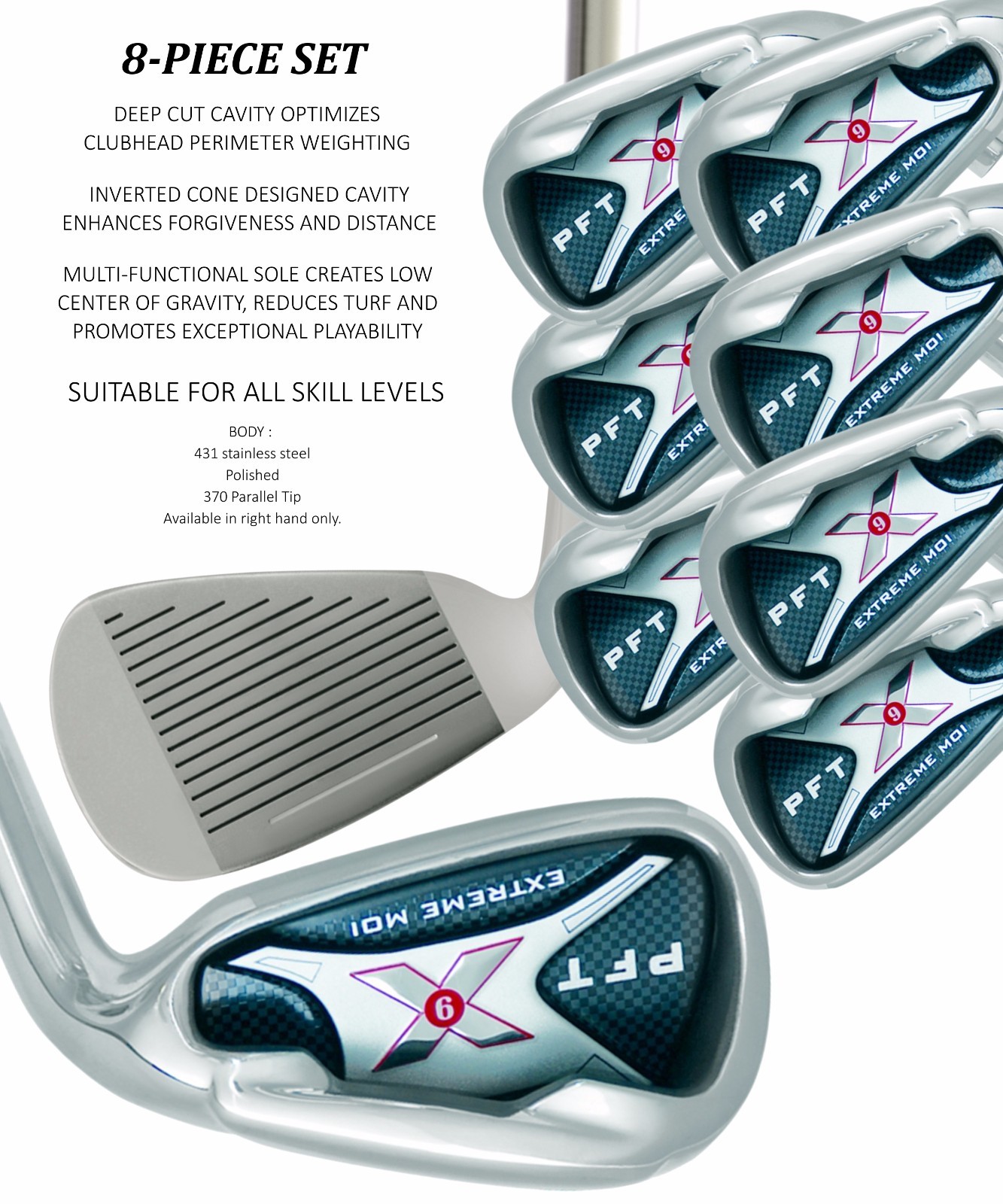 Mens Golf Clubs Iron Set PFT X9 4-PW + SW New Custom Made Right Irons ...