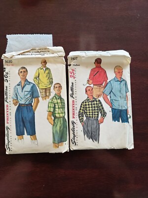 Simplicity 1407 & 1630 Men Shirts shorts Md 36 Pattern Vintage (1950s ...