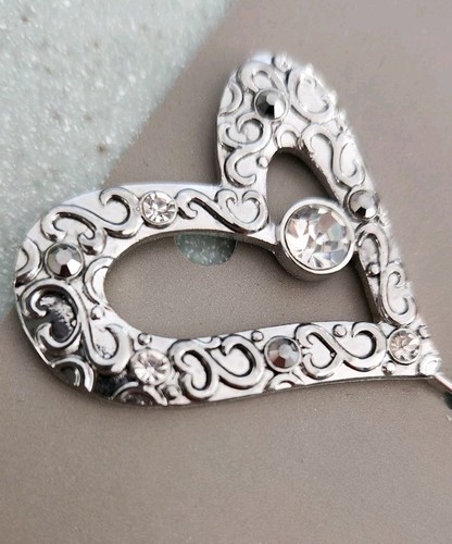 Chico's Bold Abstract Heart Clear & Blackish Rhinestone 5" Stick Pin | eBay