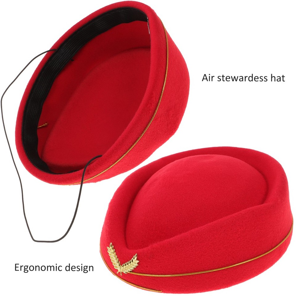 Flight Hat Airline Cap Cabin Crew Hats Stewardess Red Perform Ladies ...