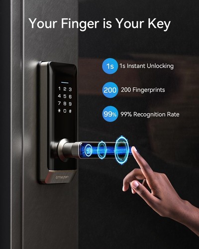 TMEZON Smart Door Lock Wi-Fi Fingerprint Keyless Door Lock with Handle ...