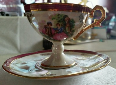 adam gold collection china demi tasse cup and saucer beautiful | eBay