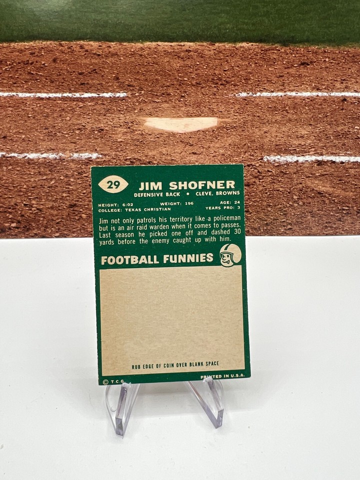1960 Topps #29 Jim Shofner Football | eBay