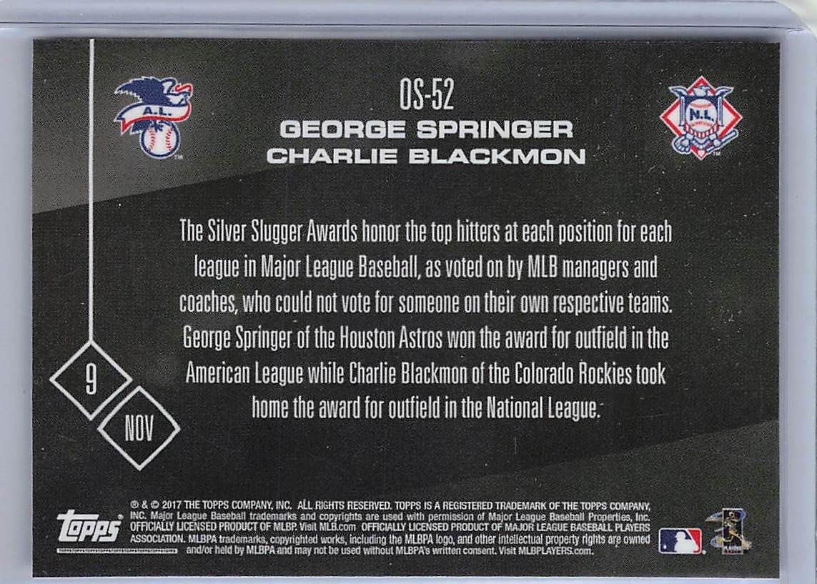 2017 Topps Now #OS-52 George Springer Houston Astros Charlie Blackmon ...