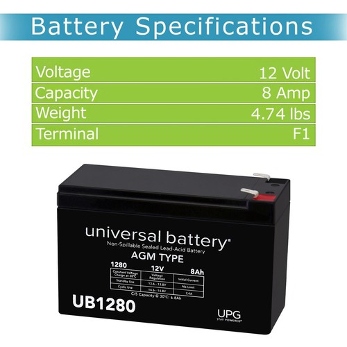 UPG Universal - UB1280 12V 8AH Sealed Lead Acid Battery F1 .187 TT | eBay