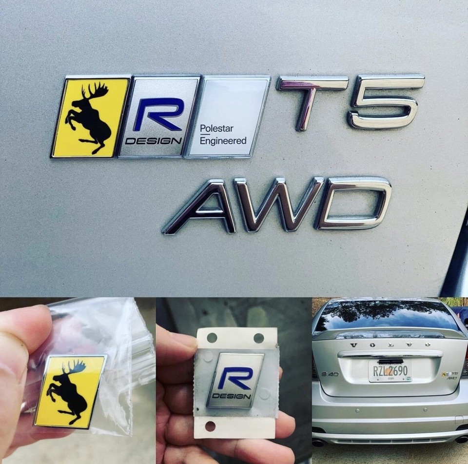 Genuine Traditional Prancing Moose Volvo 1" Hard Chrome Badge Slash ...