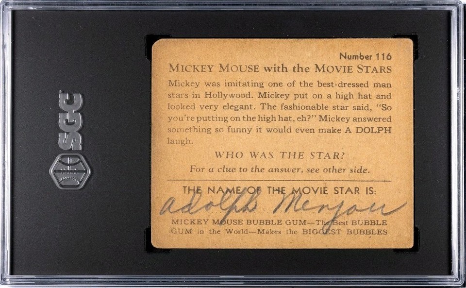 1935 Gum Inc. MICKEY MOUSE WITH THE MOVIE STARS Adolf Menjou #116 SGC 1 ...