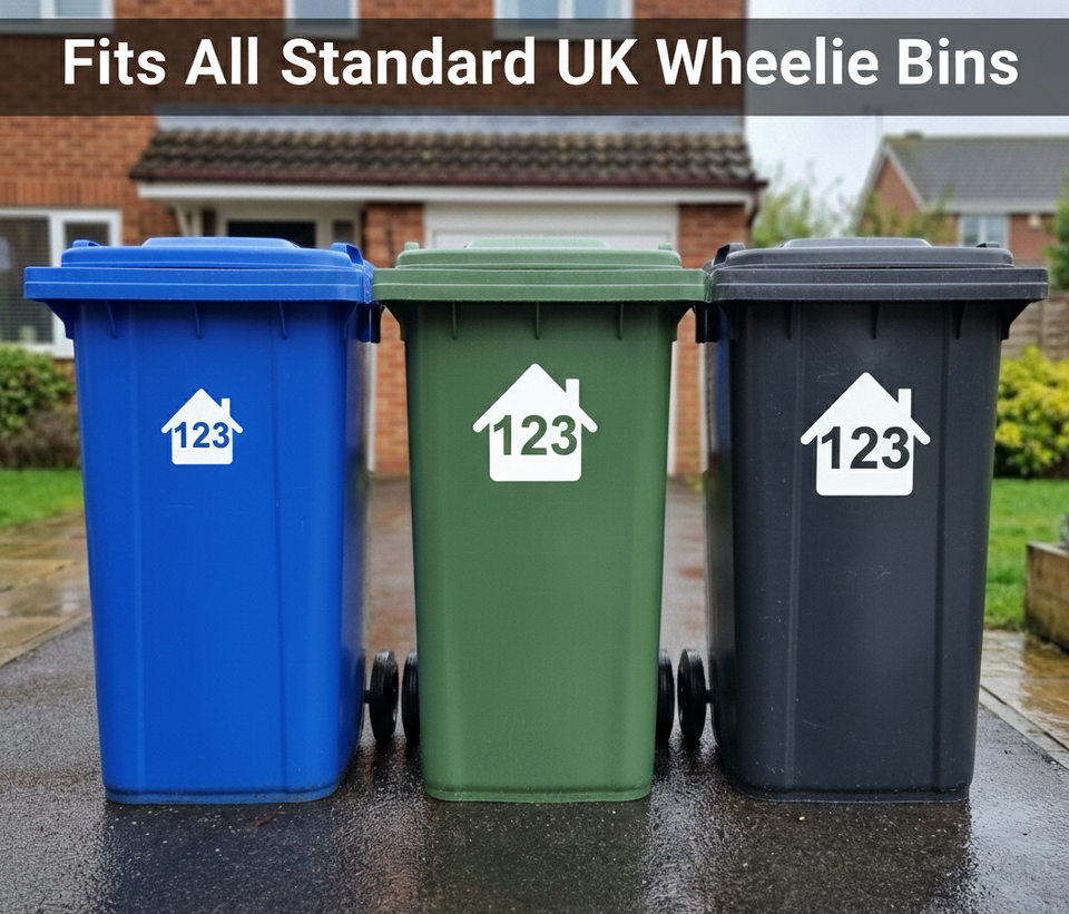 Personalised Wheelie Bin Number Stickers Dustbin Vinyl Waterproof ...