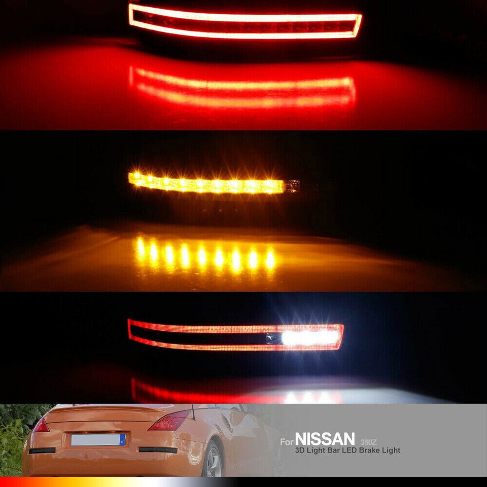 FOR 03-09 NISSAN 350Z Z33 Smoked LED Brake Rear Fog Light Turn Signal ...