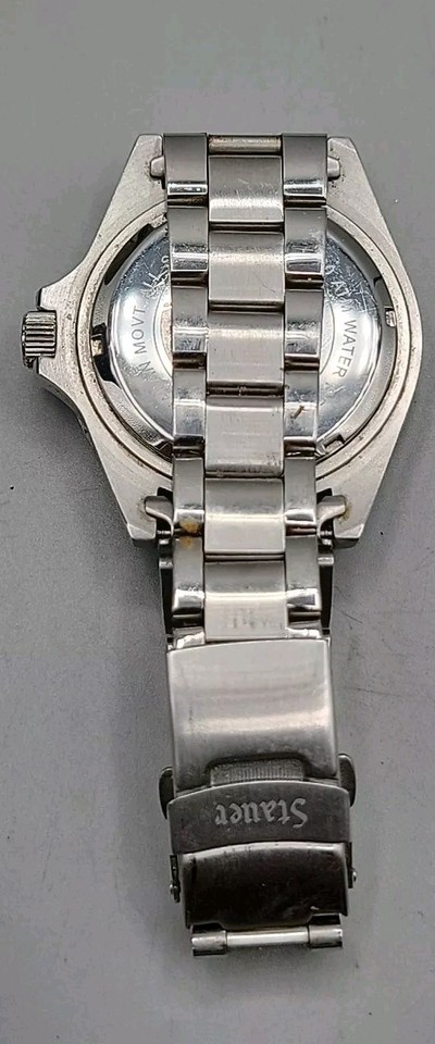 Stauer Excursion Mens Dive Quartz Watch 43" 7" Silver Tone Band Day ...