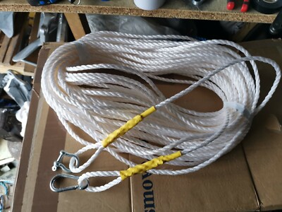 150 FOOT OF NEW 8MM ROPE. WHITE - ANCHOR BOAT MOORING WITH SNAP HOOK ...