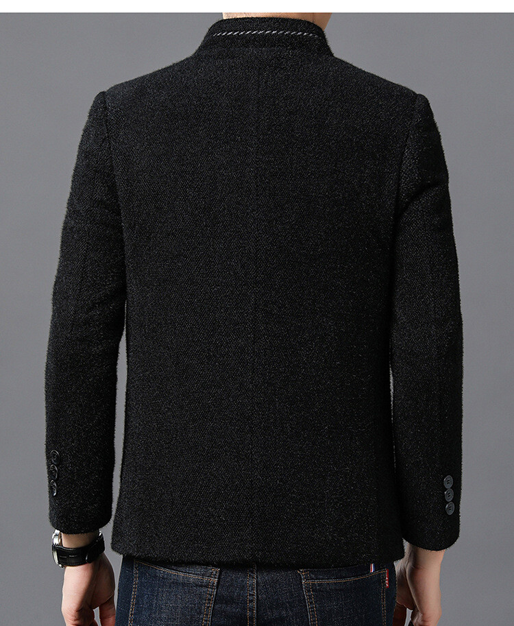 Winter Woolen Stand Collar Coat Men's Casual Wool Cotton Coat Jacket ...