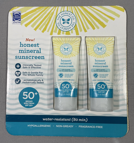 Honest Co. Broad Spectrum SPF 50+ Honest Mineral Sunscreen 2 PK (3.0 FL ...