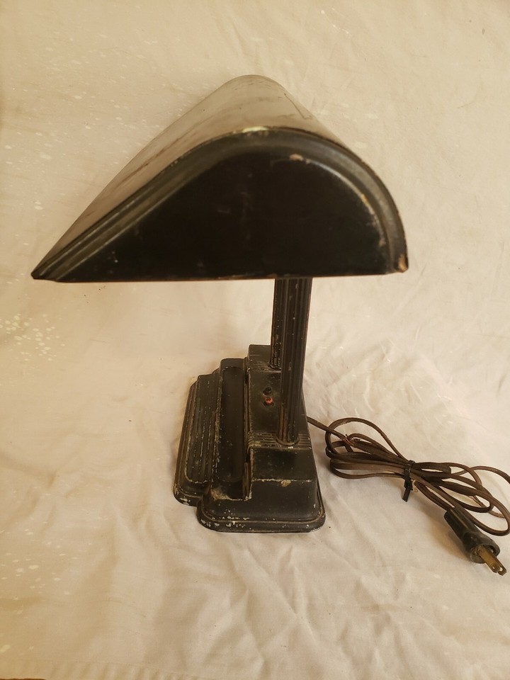 Vintage Desk Table Lamp Light Hood Shade Richlite Needs Work | eBay