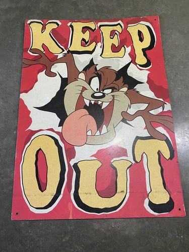 Vintage Taz Tasmanian Devil Tin Metal Keep Out Sign 12.5x17.25” 1997 ...