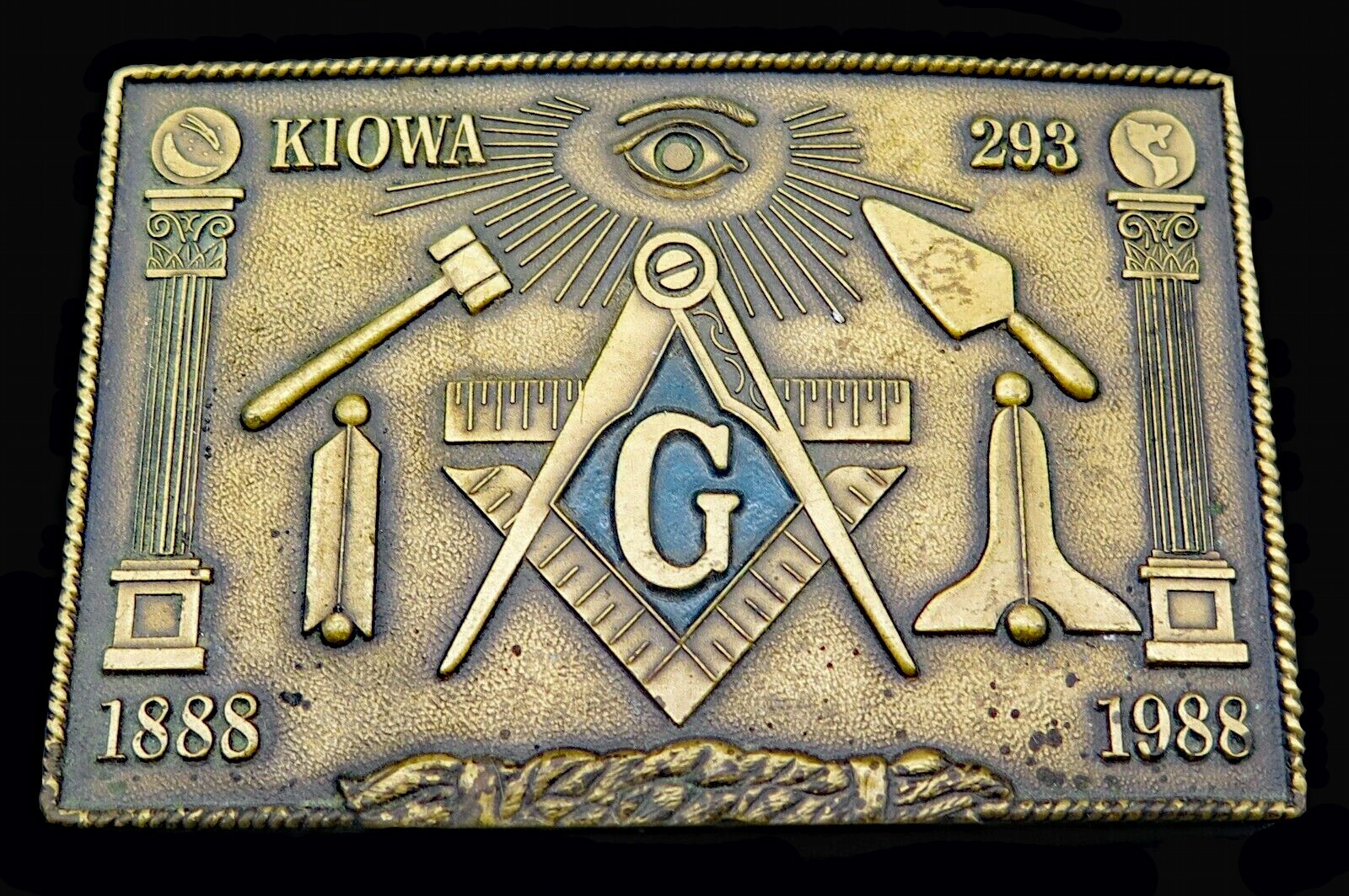 Freemason Masonic KIOWA Fraternal Bronze Vintage Belt… - Gem