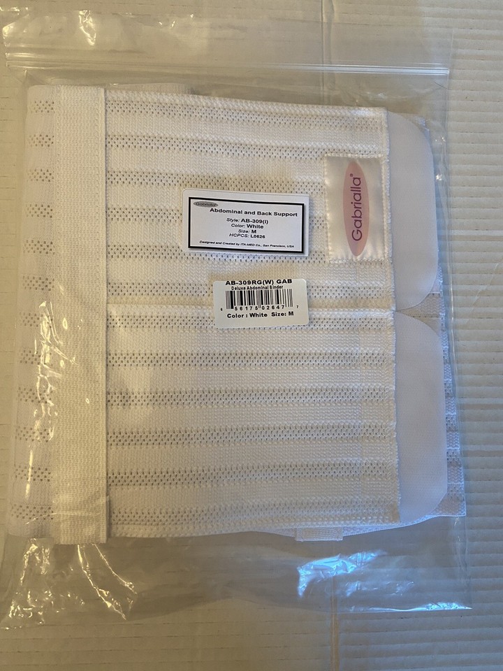 Gabrialla Abdominal and Back Support Binder White Medium AB-309(I) 9 ...