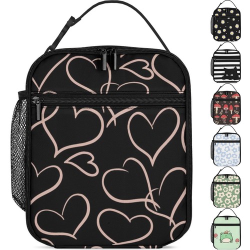Cute Love Heart Insulated Lunch Box for Girls Boys Reusable Lunch Bag ...