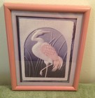 Framed Fine Paper Bird Art Signed Pink White Wings Feathers Fly Flight ...