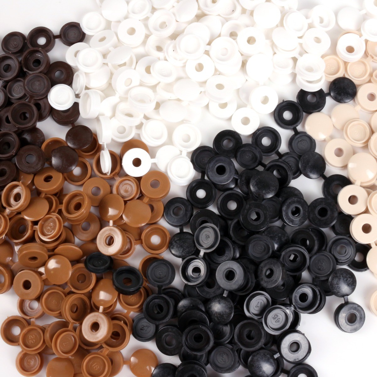 SCREW COVER CAPS Pozi Drive/Push On/Hinged Fold ALL COLOURS 10mm Head ...