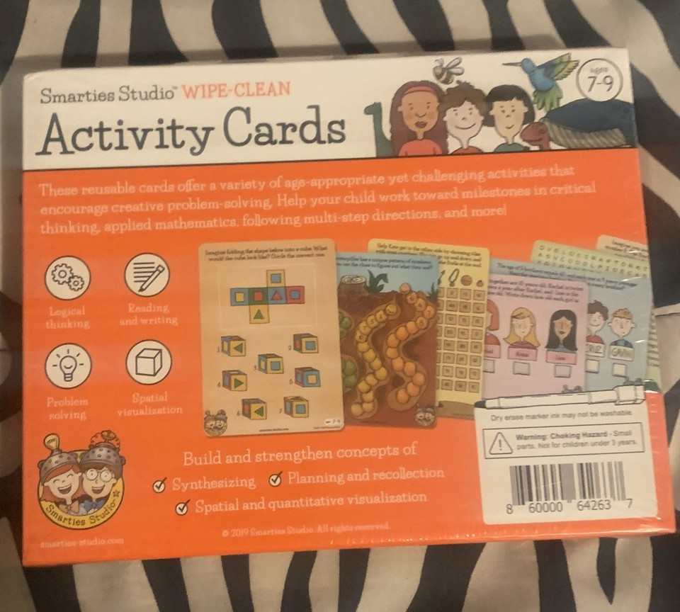 Smarties Studio Wipe-Clean Activity Cards for Ages 7-9 with Marker ...