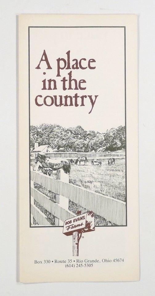 c.1977 BOB EVANS FARMS "A Place in the Country" brochure map & visitor ...