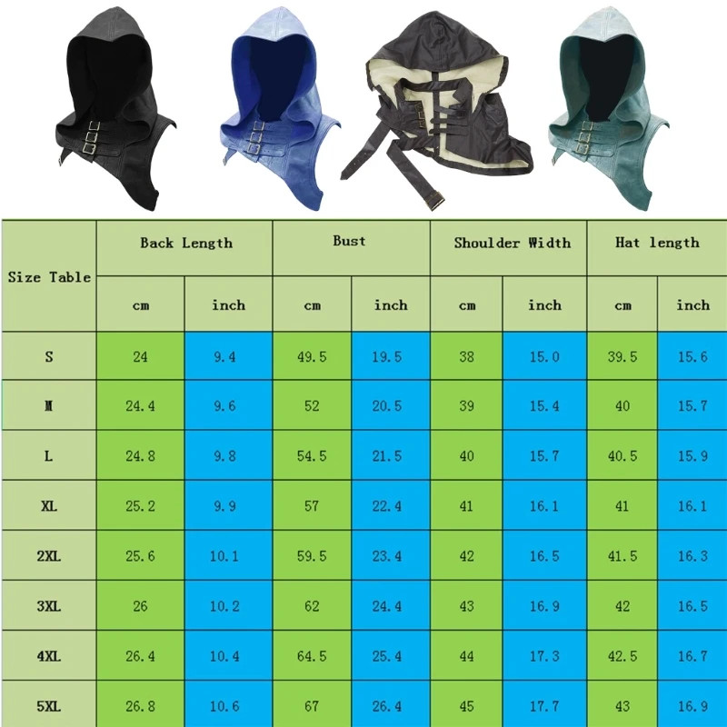 Adjustable Medieval Gothic Cowl Hat Faux Leather Steampunk Hooded Cloak ...