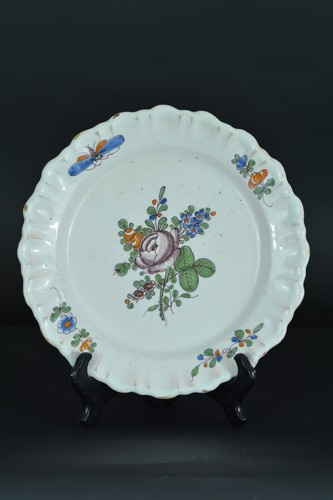 Rare Plate Earthenware of Bordeaux 18 Th Jacques Hustin Roses Insect N2 ...