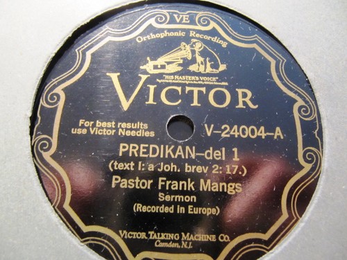 1931 FINNISH Swedish Evangelist Pastor FRANK MANGS Sermon- PREDIKAN ...