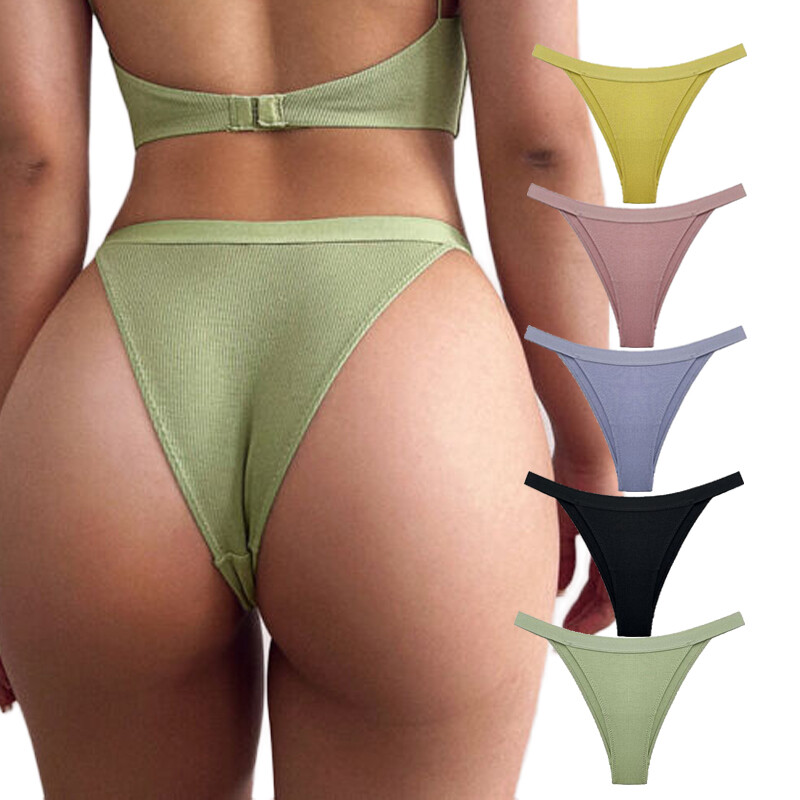 Sexy Women Lingeries G-string Thong V back Underwear Ribbed Brief Knicker Bikini | eBay