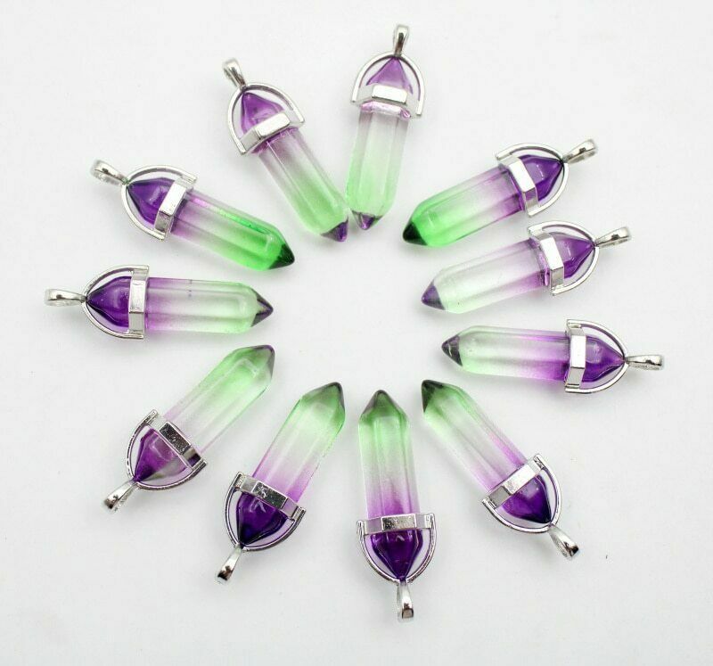 Mixed Crystal Glass 50pcs Hexagonal Column Stone Pendants for Jewelry ...