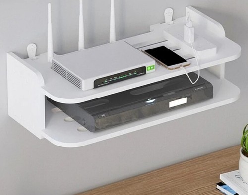 Hanging Shelf Router Power Strip Multi Outlet TV Set Top Box Cable ...