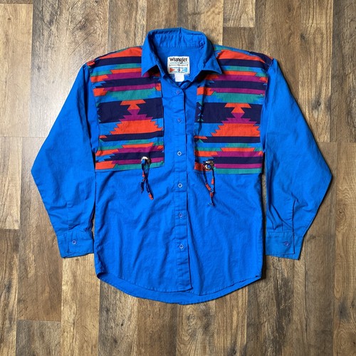 *VINTAGE* Wrangler Aztec Womens Turquoise Small Rodeo Shirt Padded ...