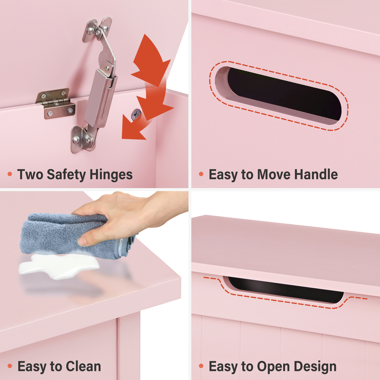 Wooden Storage Chest Bench Toy Box Entryway Bench with Safety Hinged ...