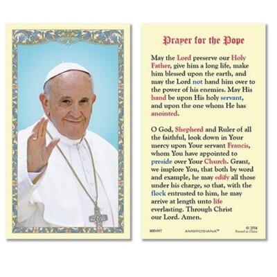 Pope Francis Prayer for the Pope Holy Card Pack of 25 Size 2.675 x 4. ...